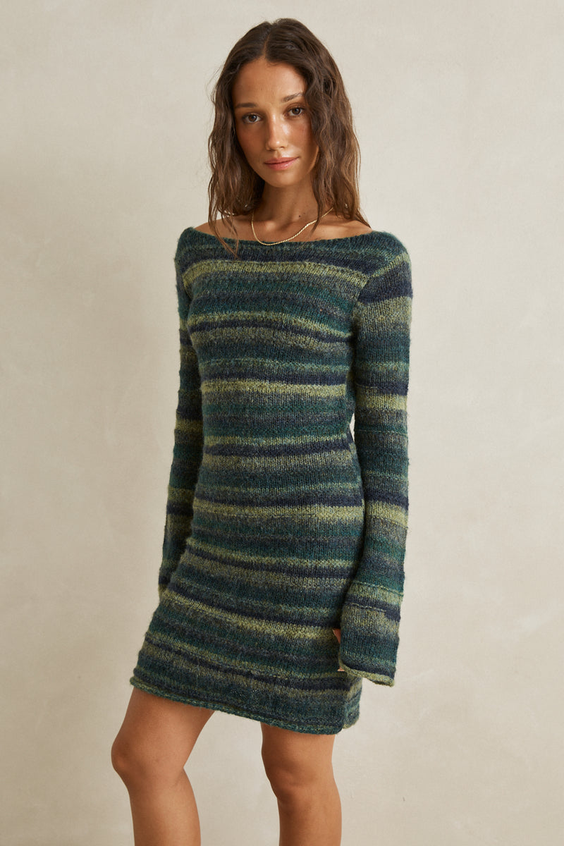 Baklava Long Sleeve Knit Mini Dress Olive – Rhythm